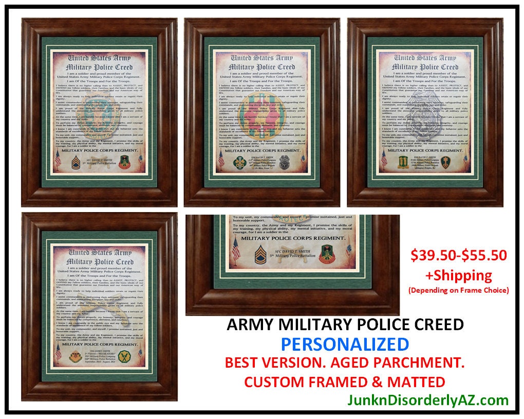 BEST U.S. Army MP Military Police Creed Aged Parchment Matted - Etsy