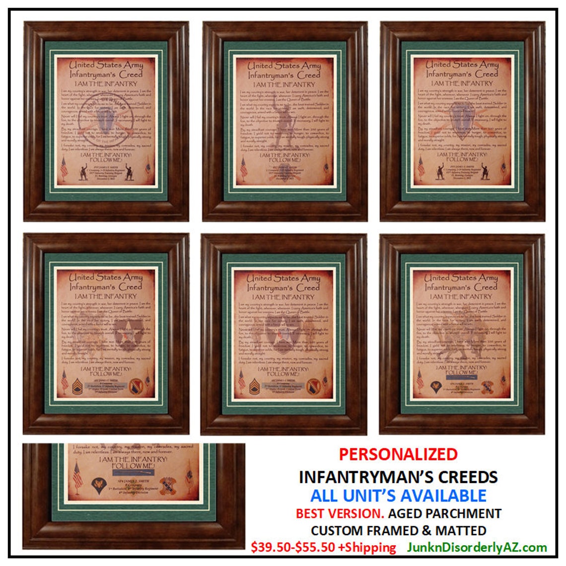 BEST U.S. Army Infantryman's Creed Aged Parchment Framed - Etsy