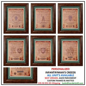 BEST U.S. Army Infantryman's Creed Aged Parchment Framed Matted ...