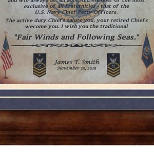 BEST U.S. Navy Retired Chief Petty Officer CPO Creed Aged Parchment ...