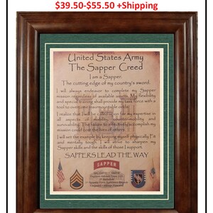 BETTER U.S. Army Sapper Creed Aged Parchment PERSONALIZED (with Coin ...
