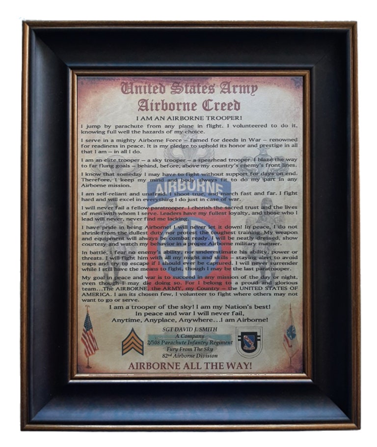 BETTER U.S. Army Paratrooper Airborne Creed: 82nd Airborne Division ...