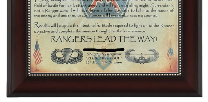 BETTER U.S. Army Ranger Creed Choice of Battalions / Units - Etsy