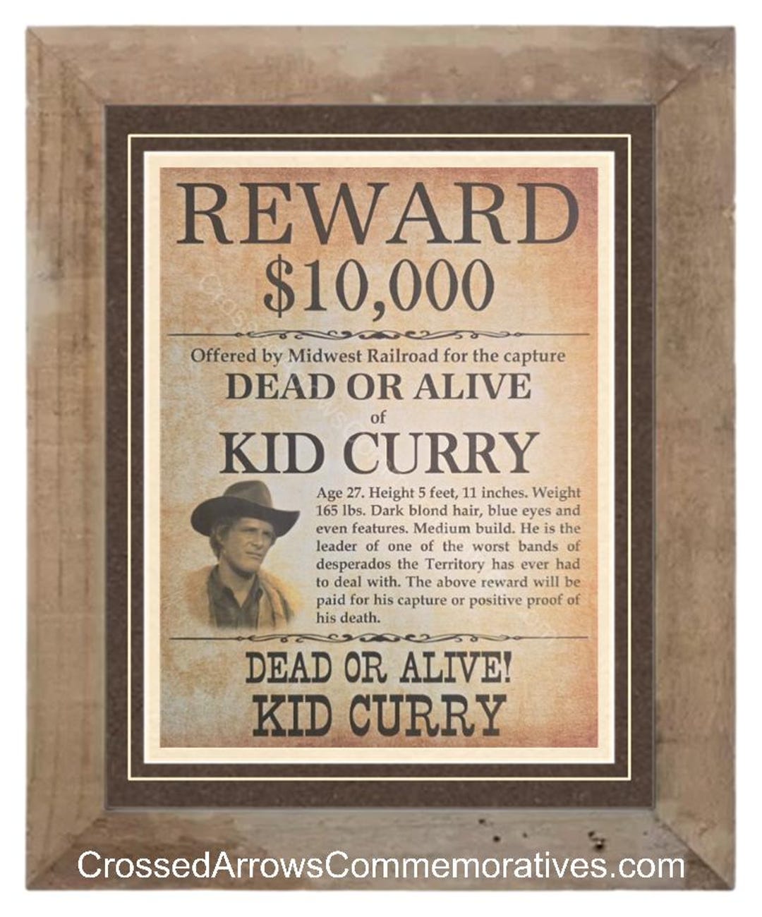 Wanted Poster: Alias Smith & Jones Kid Curry Printed on Aged Parchment ...