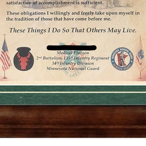 BEST U.S. Army Combat Medic's Creed Aged Parchment Matted PERSONALIZED ...