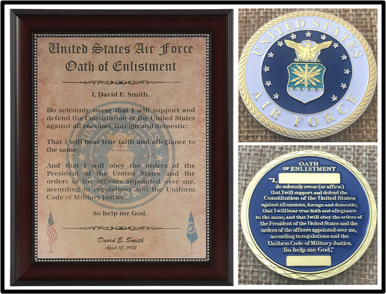 BETTER U.S. Military Oath of Enlistment Coin & Certificate All Branches ...