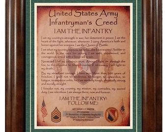 BEST U.S. Army Sapper Creed Aged Parchment Matted PERSONALIZED | Etsy