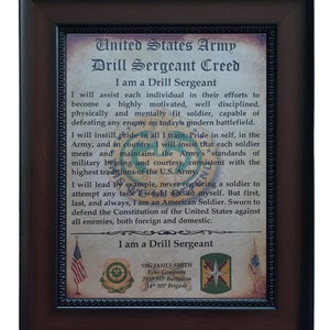 BETTER U.S. Army Drill Sergeant Creed Aged Parchment PERSONALIZED and ...