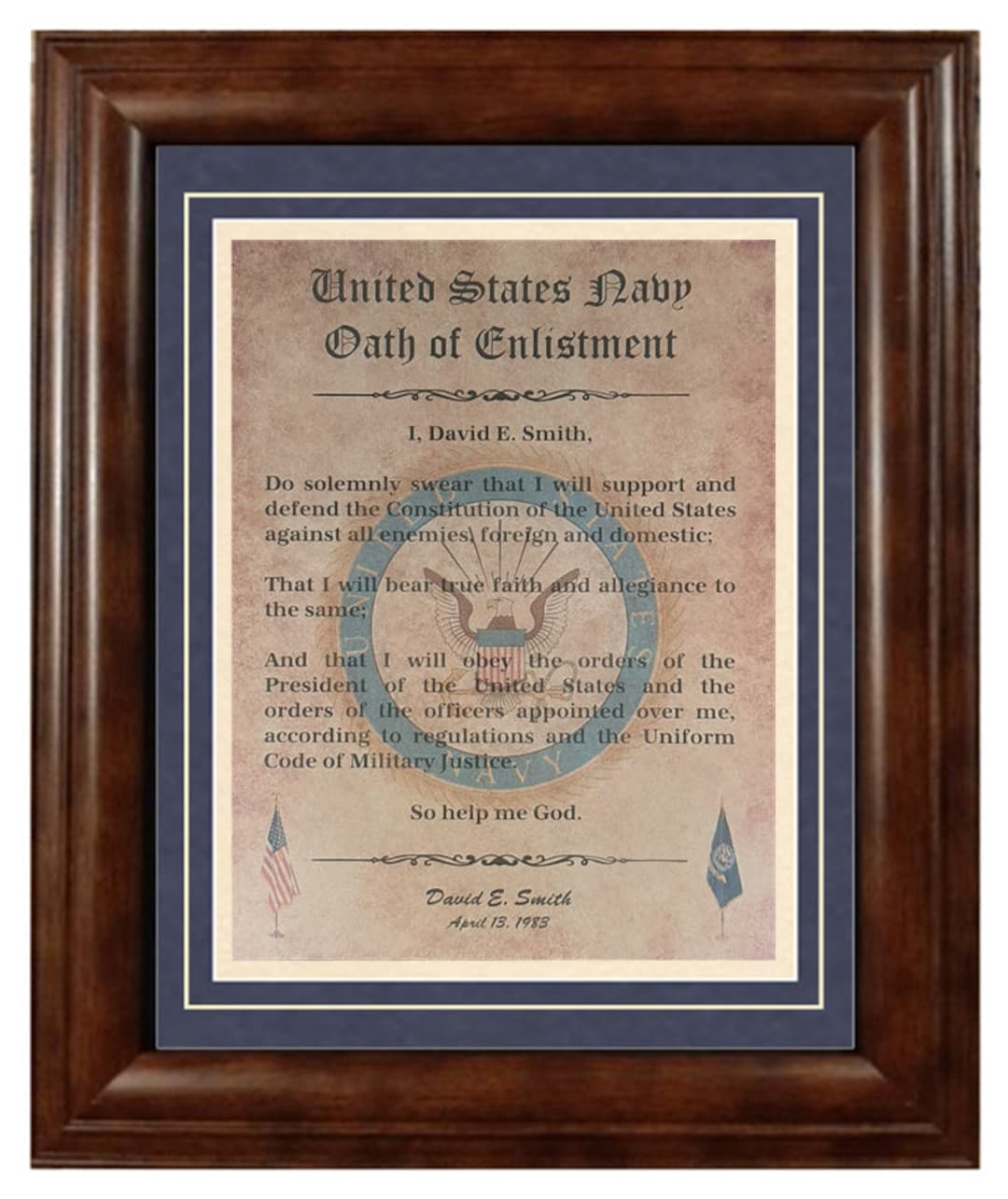 BEST U.S. Navy Oath of Enlistment Certificate PERSONALIZED Framed and ...