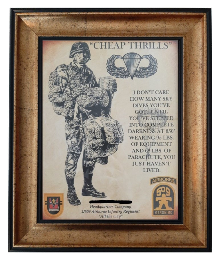 BETTER U.S. Army Paratrooper Airborne Creed & "cheap Thrills": 509th ...