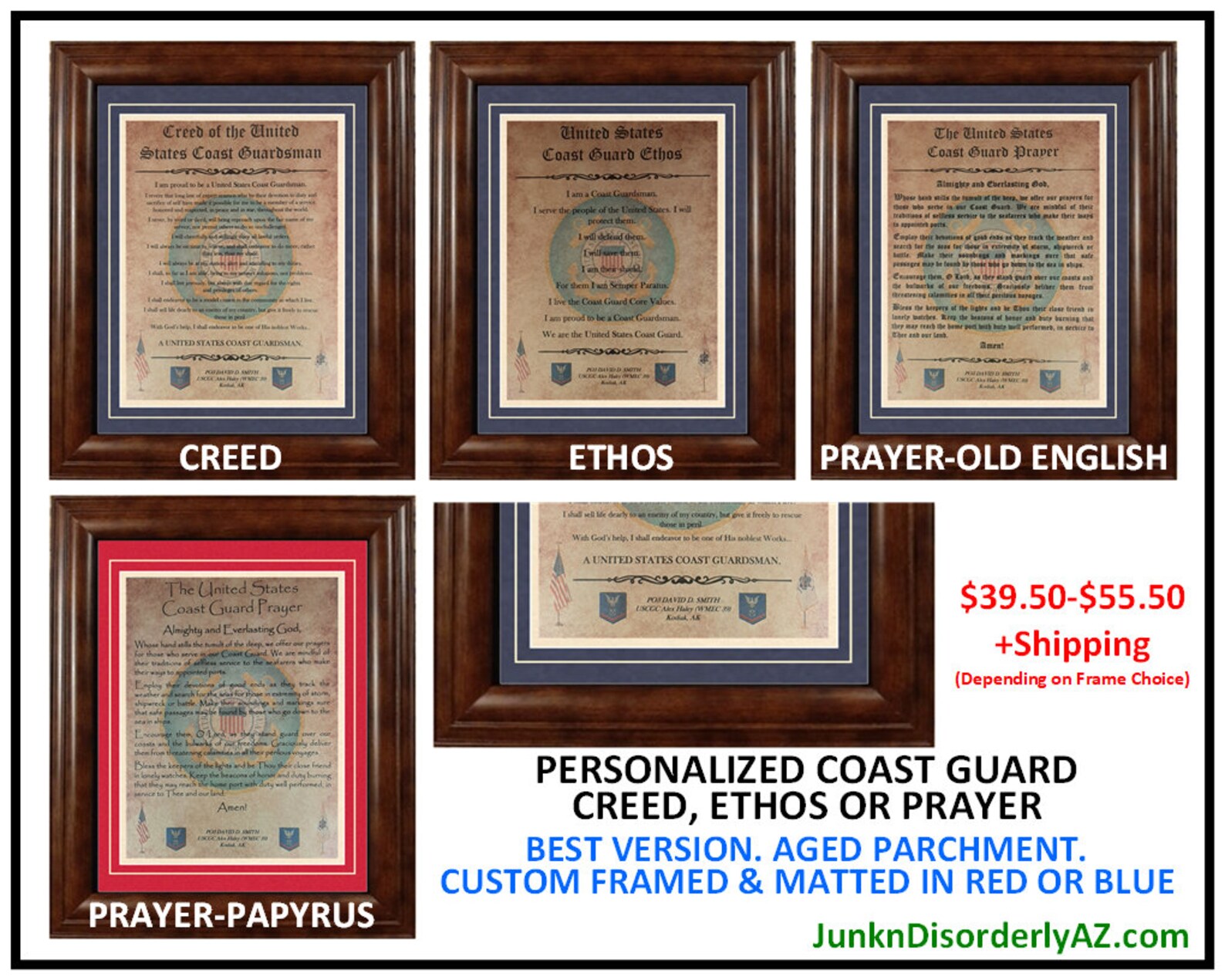 BETTER U.S. Coast Guard Ethos Aged Parchment PERSONALIZED - Etsy