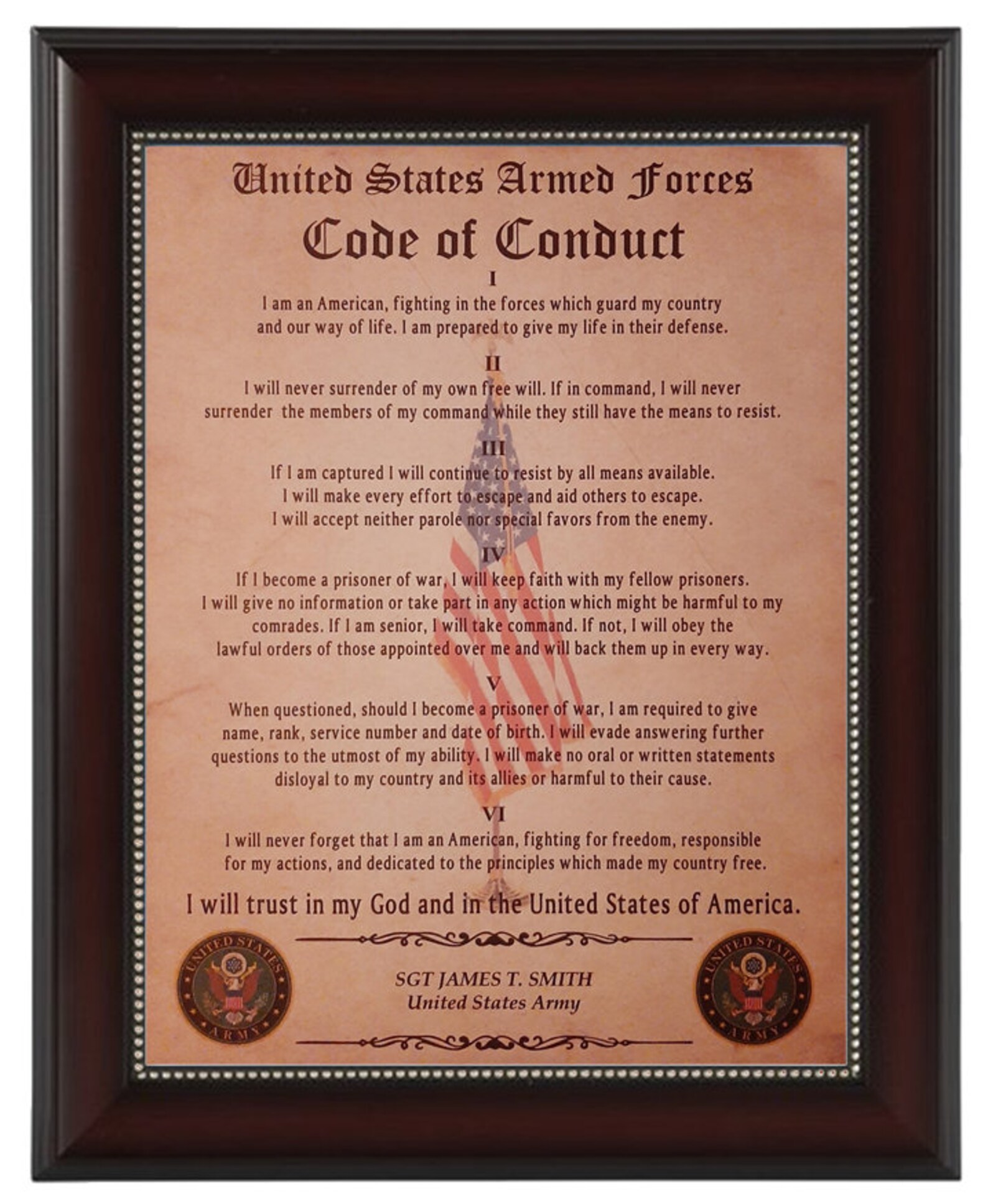 BETTER U.S. Military Code of Conduct Army Navy Air Force - Etsy