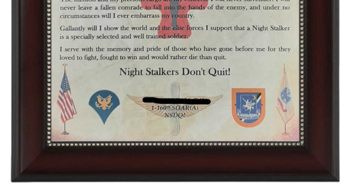 NICE or BETTER U.S. Army 160th SOAR Night Stalkers Creed - Etsy