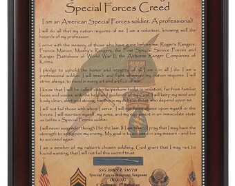 BEST U.S. Army Special Forces Creed Green Beret Aged Parchment | Etsy