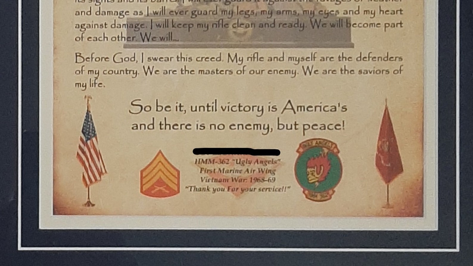 BEST Marine Corps Rifleman's Creed Aged Parchment Framed | Etsy