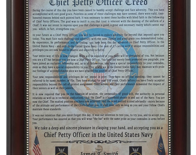 BETTER U.S. Navy Chief Petty Officer CPO Creed Framed - Etsy