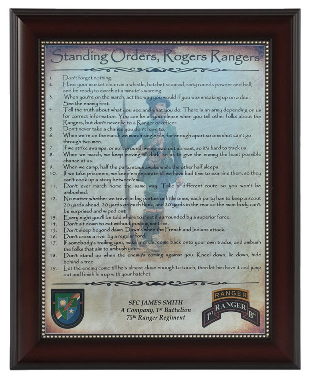 BETTER U.S. Army Roger's Rangers Standing Orders Aged - Etsy
