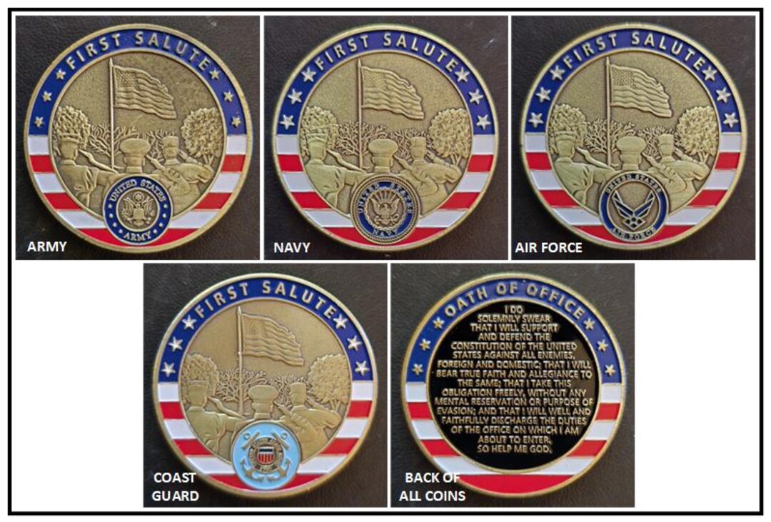 Challenge Coin: US Military Officer First Salute CHOICE of Army Navy ...