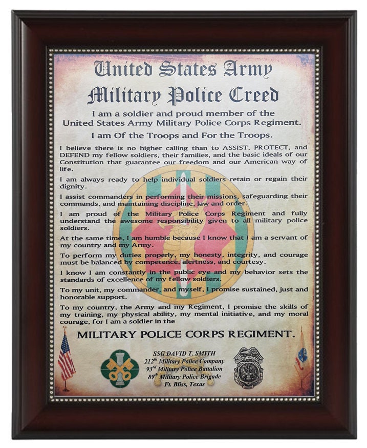BETTER U.S. Army Military Police MP Creed Aged Parchment - Etsy
