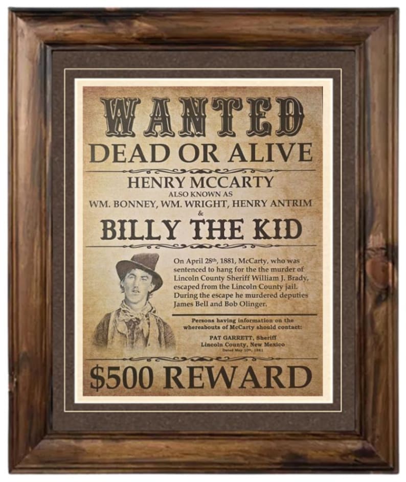 Wanted Poster: Billy the Kid / Printed on Aged Parchment Custom Matted ...