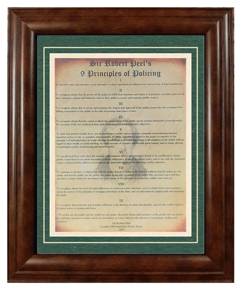 BEST Law Enforcement Peel's 9 Principles of Policing Aged Parchment ...