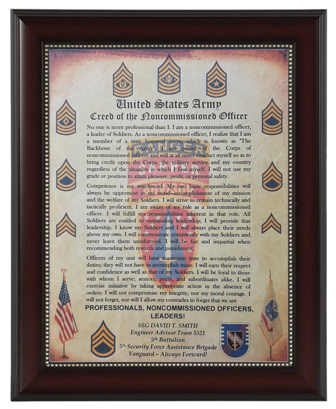 BETTER U.S. Army NCO Creed of the Noncommissioned Officer Aged - Etsy