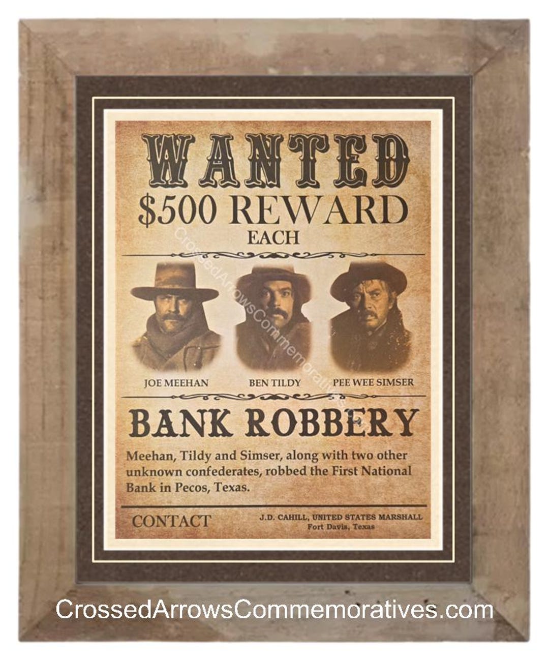 Old West Wanted Poster: Cahill US Marshall Meehan Tildy Simser/ Printed ...