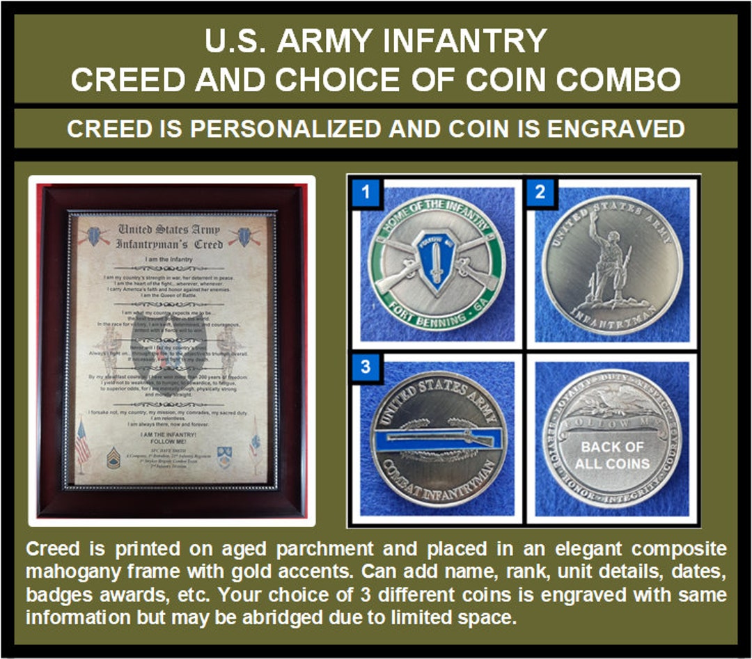 BETTER U.S. Army Infantryman's Creed Aged Parchment PERSONALIZED and ...