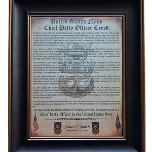 BETTER U.S. Navy Chief Petty Officer CPO Creed Framed PERSONALIZED ...