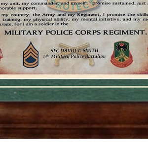 BEST U.S. Army MP Military Police Creed Aged Parchment Matted ...