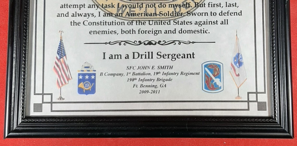 NICE or BETTER Army Drill Sergeant Creed PERSONALIZED | Etsy