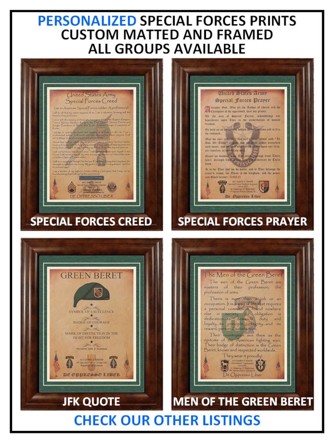 BEST U.S. Army Special Forces JFK Green Beret Quote Aged Parchment ...