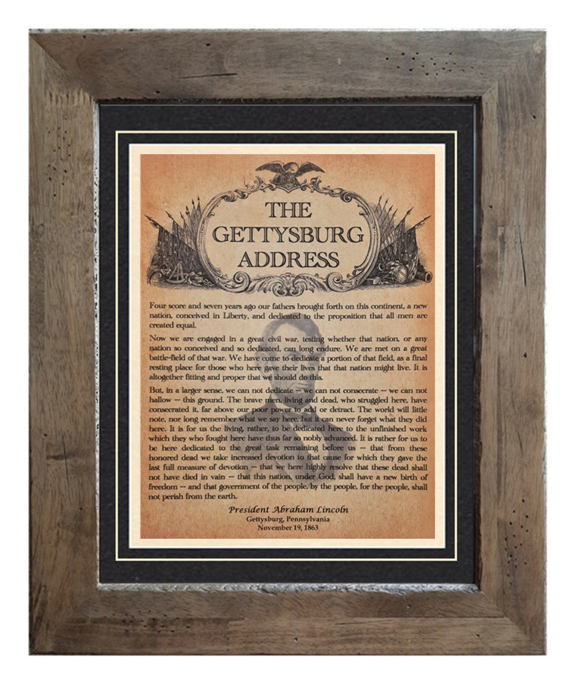 Patriot Series: the Gettysburg Address / Printed on Aged - Etsy