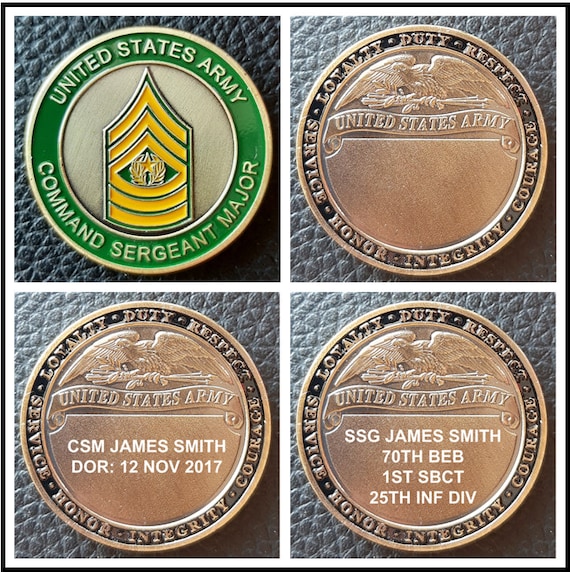 Challenge Coin: U.S. Army Command Sergeant Major E9 CSM Rank | Etsy
