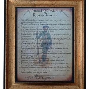 BETTER U.S. Army Roger's Rangers Standing Orders Aged Parchment ...