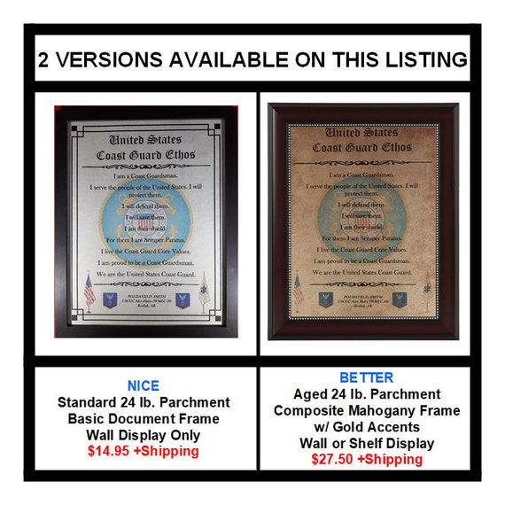 NICE or BETTER U.S. Coast Guard Ethos PERSONALIZED with Coin - Etsy