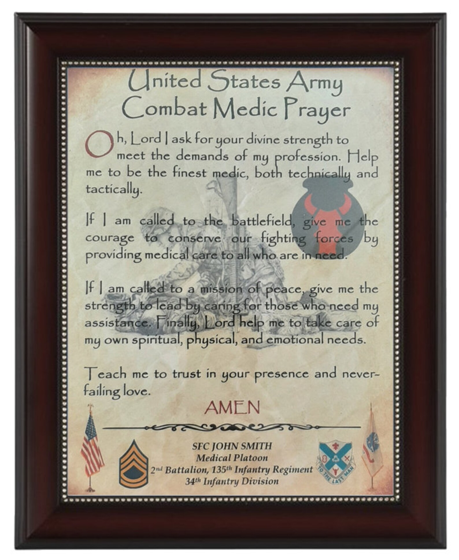 BETTER U.S. Army Combat Medic's Prayer Aged Parchment - Etsy