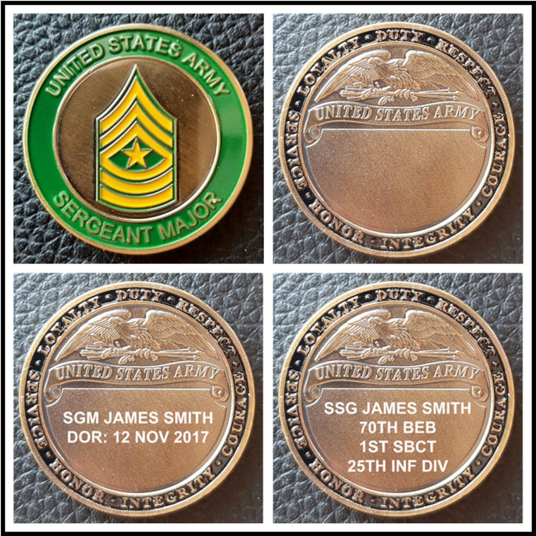 Challenge Coin: U.S. Army Sergeant Major E9 SGM Rank (ENGRAVING ...