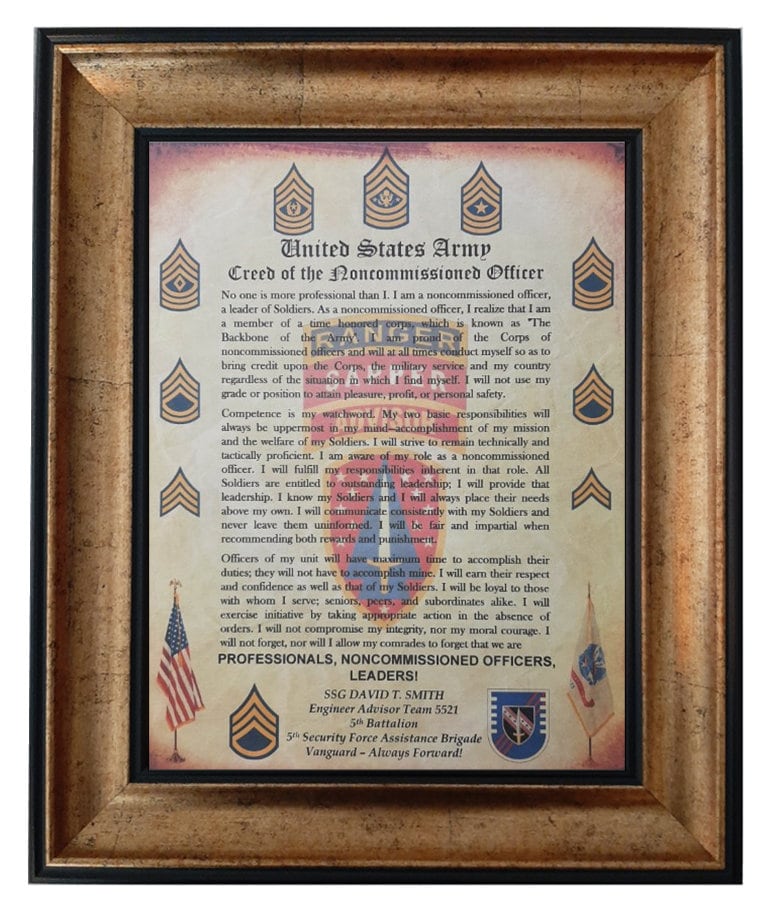 BETTER U.S. Army NCO Creed of the Noncommissioned Officer Aged ...