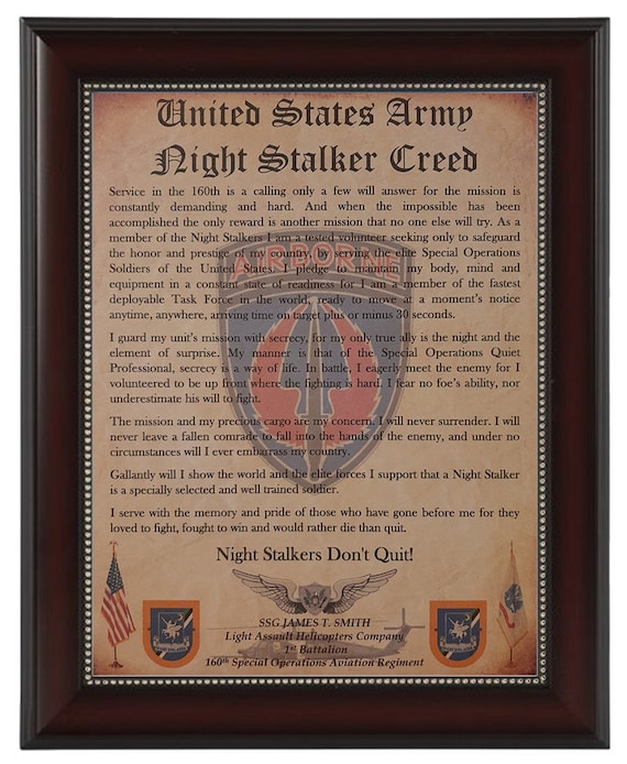 BETTER U.S. Army 160th SOAR Night Stalkers Creed Aged | Etsy