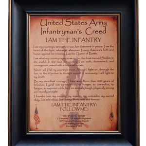 BETTER U.S. Army Infantryman's Creed Aged Parchment PERSONALIZED and ...