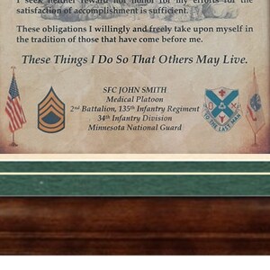 BEST U.S. Army Combat Medic's Creed Aged Parchment Matted PERSONALIZED ...