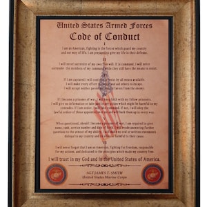 BETTER U.S. Military Code of Conduct Army Navy Air Force Marines Coast ...