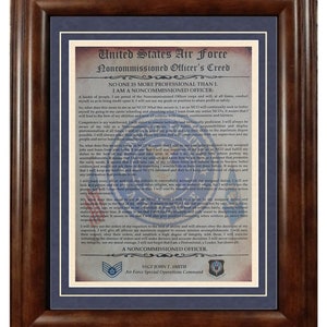 BEST U.S. Air Force Noncommissioned Officer NCO Creed Aged Parchment ...