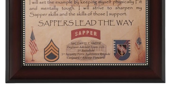 NICE or BETTER U.S. Army Sapper Creed PERSONALIZED with Coin - Etsy ...