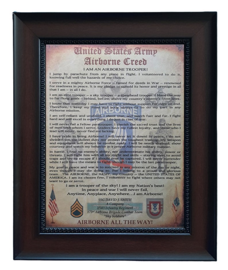 BETTER U.S. Army Paratrooper Airborne Creed & "cheap Thrills": 173rd ...