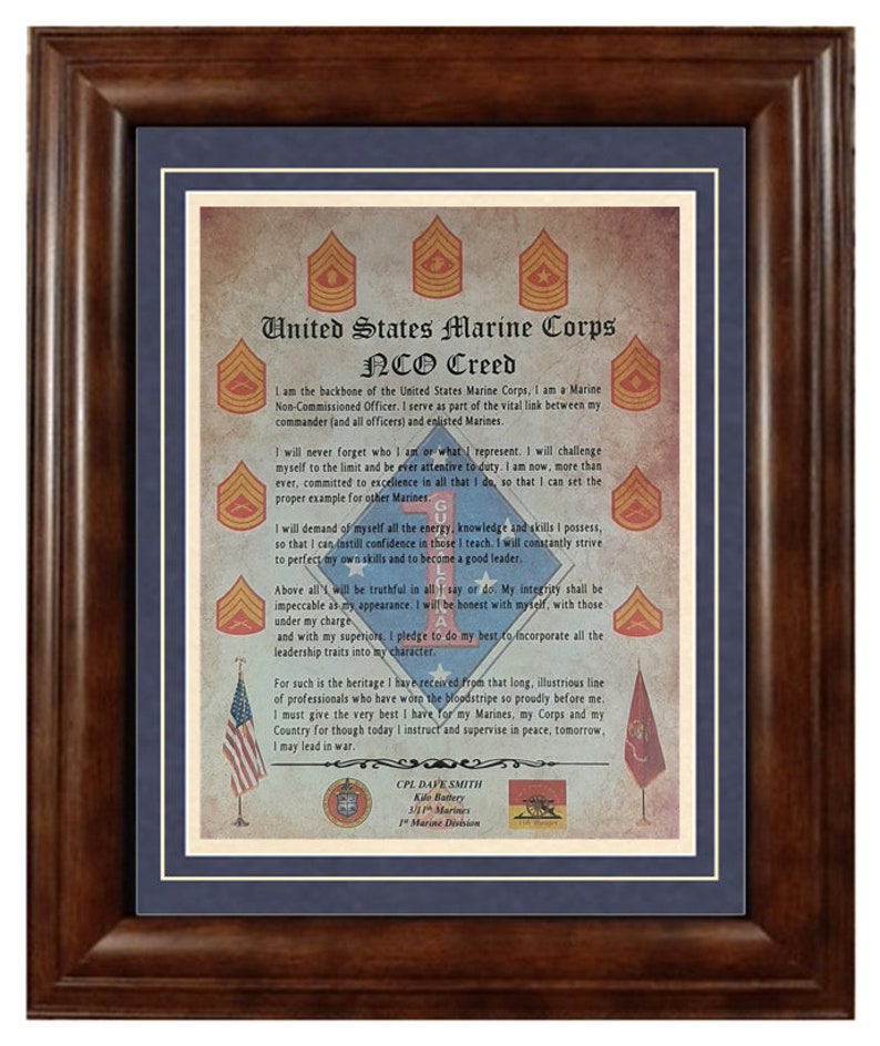 BEST U.S. Marine Corps NCO Noncommissioned Officer's Creed - Etsy.de