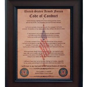 BETTER U.S. Military Code of Conduct Army Navy Air Force Marines Coast ...