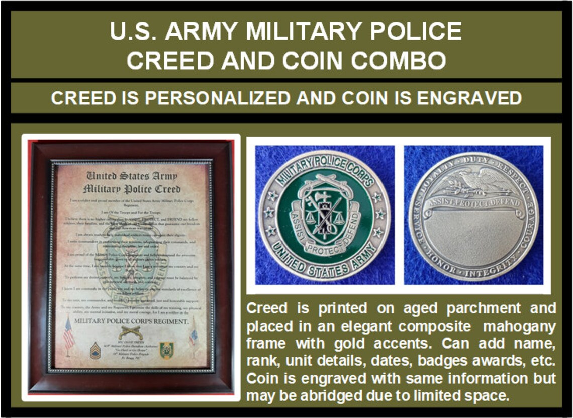 BETTER U.S. Army Military Police Creed Aged Parchment - Etsy