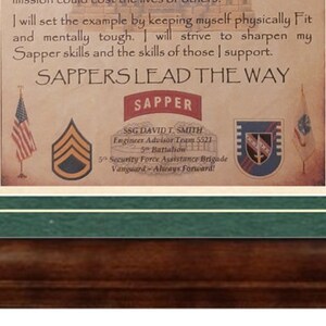 BEST U.S. Army Sapper Creed Aged Parchment Matted PERSONALIZED (with ...